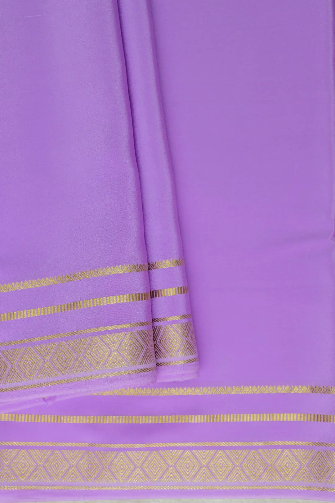 Pure Mysore Silk Lavender 2 Line Diamond Gold Lace Self Blouse-Atharva
