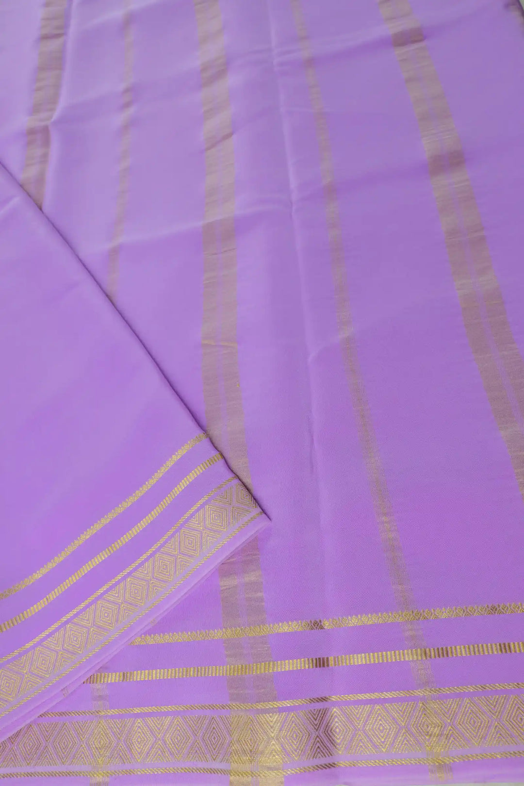 Pure Mysore Silk Lavender 2 Line Diamond Gold Lace Self Blouse-Atharva
